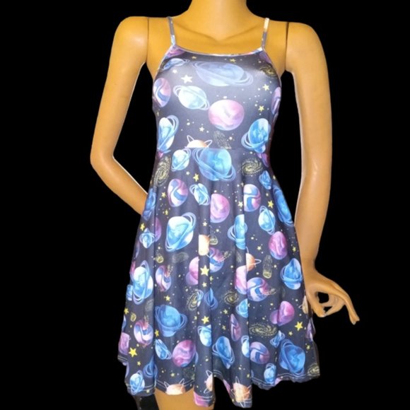 Dresses | Galaxy Swing Summer Skater Mini Dress Planets Stars ...